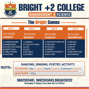 Zee Nepalब्राइट प्लस टु कलेजद्वारा २४ प्रतियोगितासहित चारदिने खेलकुद ...